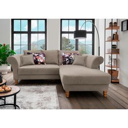Ecksofa Home Affaire "Tassilo Mega Polsterecke mit Kaltschaum im Sitz, bequem, L-Form", braun (hellbraun), B:262cm H:95cm T:198cm, 100% Polyester, Sofas, Ecksofa, hoher Sitzkomfort, Breite 262cm, Komfortsitzh&ouml;he 48cm, zeitlos elegant