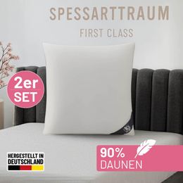 Daunenkissen Spessarttraum "FIRST CLASS, Kopfkissen 1-tlg. oder 2-tlg. 40x80 oder 80x80 cm", wei&szlig;, B:60cm L:60cm, Bezug: 100% Baumwolle. F&uuml;llung: 90% Daunen, 10% Federn, Kopfkissen, hergestellt in Deutschland, allergikerfreundlich, im Set g&uuml;nstiger