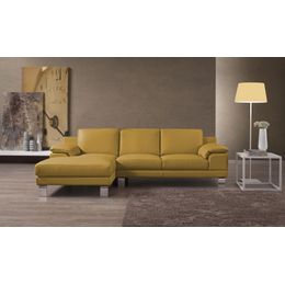 Ecksofa Egoitaliano "Shakira, Design & Sitzkomfort auf hohem Niveau, Breite 236cm, L-Form", gelb, B:236cm H:84cm T:152cm, Leder &raquo;BULL&laquo; (echtes Rindsleder). Geschliffenes, pigmentiertes und behandeltes Rindsleder mit einer Dicke von 1, 3-1, 5 mm. Dieses Leder zeigt eine ziemlich weiche Hand mit einem halb undurchsichtigen Aussehen. Es handelt sich um ein gesch&uuml;tztes Leder. Eine leichte Deckschicht 