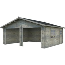 Garage Palmako "Roger", grau, Massivholz, Garagen, BxTxH: 629x565x310 cm, ohne Tor, grau