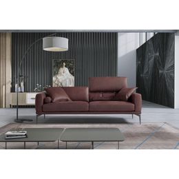 2,5-Sitzer Egoitaliano "Masu, Designsofa mit erstklassigem Sitzkomfort, Breite 218cm", rot (burgundy), B:218cm H:95cm T:97cm, Leder CAREZZA (echtes Rindsleder) ist ein Naturleder, dass die urspr&uuml;nglichen Eigenschaften der Haut nicht ver&auml;ndert. Das Vorhandensein von verheilten Narben, K&ouml;rnungsunterschiede, Falten, Adern, Unterschiede in den Farbt&ouml;nen und andere Spuren, die die Natur auf diesen Fell