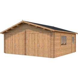 Garage Palmako "Roger", braun (hellbraun), Massivholz, Garagen, BxTxH: 629x565x310 cm, mit Holztor, hellbraun