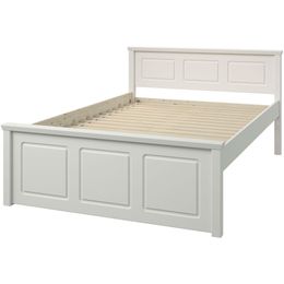 Stauraumbett OTTO HOME "SVEA &ndash; Landhausstil, Massivholz-Kiefer & Lattenrost inklusive", wei&szlig;, B:149,6cm H:92,8cm L:211cm, Betten, Stauraumbett, 2 Schubladen + offene F&auml;cher, FSC zertifiziert, Made in Europe
