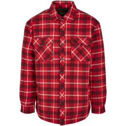 Anorak Urban Classics "Urban Classics Herren Plaid Quilted Shirt Jacket", Herren, Gr. S, rot, schwarz, 100% Baumwolle, unifarben, normal, amerikanischer Ausschnitt, Jacken