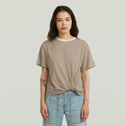 G-Star Raw T-Shirt G-STAR "Relaxed Knot", Damen, Gr. M (38), wei&szlig;bait, teak stripe, Single Jersey, Obermaterial: 100% Baumwolle, gestreift, relaxed fit h&uuml;ftlang, Rundhals, abgesteppte Kante, Shirts T-Shirt, mit Knotendetail, Rundhalsform