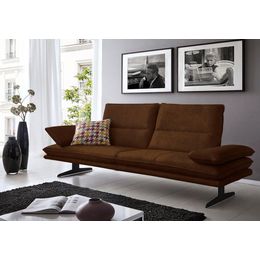2,5-Sitzer W.Schillig "broadway, Designsofa mit tollem Sitzkomfort", braun (tabacco z69), B:236cm H:94cm T:96cm, Longlife Xtra-Leder Z69: Das feinnarbige, gedeckte Softleder Z69 besticht durch seine au&szlig;ergew&ouml;hnliche Weichheit im trendigen &raquo;Vintage-Look&laquo;, Hautst&auml;rke 0, 9 - 1, 1 mm, Sofas, Sitztiefenverstellung, Kopfteil- & Seitenteilverstellung, Breite 216cm
