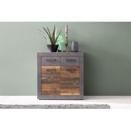 Kommode Inosign "Ilana", graphit grau matera, B:82cm H:86cm T:37cm, Holzwerkstoff, Sideboards, Kommode, Kommode mit 2 T&uuml;ren & 2 Schubladen - (B/T/H) 82/37/86 cm
