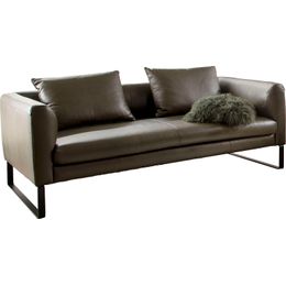 2,5-Sitzer 3C CANDY "Avola elegantes Leder Sofa mit tollem Sitzkomfort, bequem", gr&uuml;n (oliv), B:184cm H:85cm T:100cm, Sofas, tolle Details und hochwertige Verarbeitung