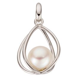 Perlenanh&auml;nger Jobo "Anh&auml;nger Wei&szlig;goldanh&auml;nger 19 mm", wei&szlig;gold 585, Schmuckanh&auml;nger, Damen, Perlen Wei&szlig;gold 585, Perlen, Wei&szlig;gold 585, 14 Karat 585 Wei&szlig;gold mit Perle