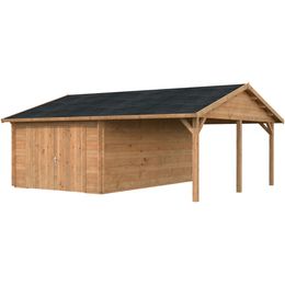 Garage Palmako "Roger, mit Holztor", braun, H:316cm, Massivholz, Garagen, BxTxH: 703x619x316 cm