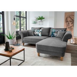 Ecksofa Home Affaire "Tassilo Mega Polsterecke mit Kaltschaum im Sitz, bequem, L-Form", schwarz (asche), B:262cm H:95cm T:198cm, 100% Polyester, Sofas, Ecksofa, hoher Sitzkomfort, Breite 262cm, Komfortsitzh&ouml;he 48cm, zeitlos elegant