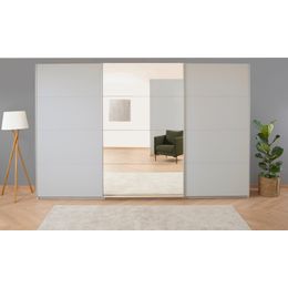 Schwebet&uuml;renschrank Rauch "Kleiderschrank Schrank Garderobe KOLUNA mit Spiegel", grau (seidengrau), B:360cm H:210cm T:62cm, Holzwerkstoff, Schr&auml;nke, Schwebet&uuml;renschrank, Breiten 203/271/315/360 cm H&ouml;hen 210/229 cm MADE IN GERMANY