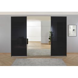 Schwebet&uuml;renschrank Rauch "Kleiderschrank Schrank Garderobe KOLUNA mit Glast&uuml;ren und Spiegel", graumetallic, glas basalt, B:315cm H:229cm T:62cm, Holzwerkstoff, Schr&auml;nke, Schwebet&uuml;renschrank, Breiten 203/271/315/360 cm H&ouml;hen 210/229 cm MADE IN GERMANY
