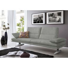 2,5-Sitzer W.Schillig "broadway Designsofa mit hohem Sitzkomfort", grau (grau s37), B:236cm H:94cm T:96cm, Stoff S37 (100% Polyester): Luxus-Microfaser in Lederoptik, Sofas, Sitztiefenverstellung, Kopfteil- & Seitenteilverstellung, Breite 236cm