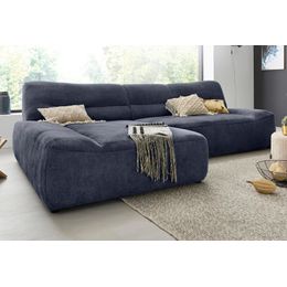 Ecksofa DOMO collection "Cesena moderne Polsterecke mit flachen Armlehnen, L-Form", blau (dunkelblau), B:288cm H:81cm T:175cm, Sofas, Ecksofa, fester Sitzkomfort, frei im Raum stellbar