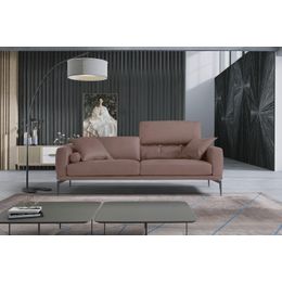 2,5-Sitzer Egoitaliano "Masu, Designsofa mit erstklassigem Sitzkomfort, Breite 218cm", rosa (altrosa), B:218cm H:95cm T:97cm, Leder NUVOLE (Echtes Rindsleder). Halbnat&uuml;rliches, halbnarbiges Rindsleder mit einer nat&uuml;rlichen K&ouml;rnung von 1, 2 bis 1, 4 mm. Dieses Leder hat eine weiche, wachsartige Haptik mit mattem Aussehen und einem Wolkeneffekt. Es handelt sich um ein Naturleder, das die urspr&uuml;nglic