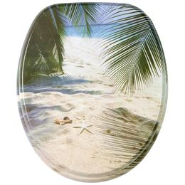 WC-Sitz Sanilo "Beach", sand, gr&uuml;n, B:37,7cm L:47cm, MDF - Mitteldichte Holzfaserplatte, WC-Sitze
