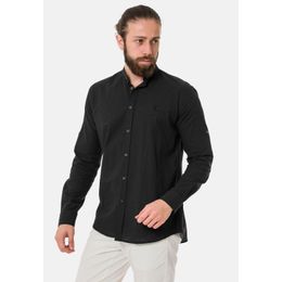 Cipo & Baxx Businesshemd CIPO & BAXX "CH198", Herren, Gr. L, US-Gr&ouml;&szlig;en, schwarz, 75% Baumwolle, 25% Leinen, unifarben, slim fit, ohne Ausschnitt, Hemden, Baumwoll-Leinen Mix