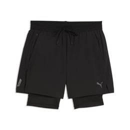 Trainingsshorts Puma "PWRMODE 2-in-1 Stretch Gewebte Shorts Herren", Herren, Gr. L, Normalgr&ouml;&szlig;en, schwarz, Obermaterial: 13% Elasthan, 87% Polyester. Taschenfutter: 100% Polyester. Netz: 94% Polyester, 6% Elasthan. Innenhose: 84% Polyester, 16% Elasthan. Unterer Bund: 89% Polyester, 11% Elasthan. Innere Tasche: 14% Elasthan, 86% Polyester, regular fit, Hosen