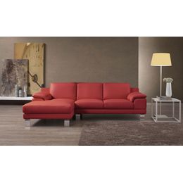Ecksofa Egoitaliano "Shakira, Design & Sitzkomfort auf hohem Niveau, Breite 236cm, L-Form", rot (kirschrot), B:236cm H:84cm T:152cm, Leder &raquo;BULL&laquo; (echtes Rindsleder). Geschliffenes, pigmentiertes und behandeltes Rindsleder mit einer Dicke von 1, 3-1, 5 mm. Dieses Leder zeigt eine ziemlich weiche Hand mit einem halb undurchsichtigen Aussehen. Es handelt sich um ein gesch&uuml;tztes Leder. Eine leichte D