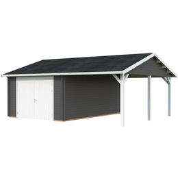 Garage Palmako "Roger, mit Holztor", dunkelgrau, wei&szlig;, H:316cm, Massivholz, Garagen, BxTxH: 703x619x316 cm