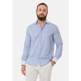 Cipo & Baxx Businesshemd CIPO & BAXX "CH192", Herren, Gr. L, US-Gr&ouml;&szlig;en, blau, 60% Baumwolle, 40% Polyester, gestreift, regular fit, ohne Ausschnitt, 1-Knopf-Manschette, Hemden, sportliche Passform