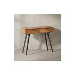 KADIMA DESIGN Massivholz Konsolentisch mit Metallbeinen, Stilvolles Unikat f&uuml;r Zuhause