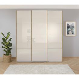 Schwebet&uuml;renschrank Rauch "Kleiderschrank Schrank Garderobe KOLUNA mit hochwertiger Glasfront", eiche artisan, glas beige (champagner), B:203cm H:210cm T:62cm, Holzwerkstoff, Schr&auml;nke, Schwebet&uuml;renschrank, Breiten 203/271/315/360 cm H&ouml;hen 210/229 cm MADE IN GERMANY