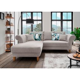 Ecksofa Home Affaire "Tassilo Mega Polsterecke mit Kaltschaum im Sitz, bequem, L-Form", grau (hellgrau), B:262cm H:95cm T:198cm, 100% Polyester, Sofas, Ecksofa, hoher Sitzkomfort, Breite 262cm, Komfortsitzh&ouml;he 48cm, zeitlos elegant