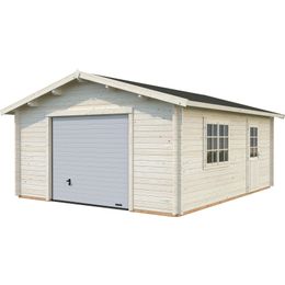 Garage Palmako "Roger", beige (naturbelassen), Massivholz, Garagen, BxTxH: 514x598x287 cm, mit Sektionaltor, naturbelassen