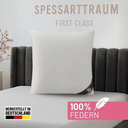 Federkissen Spessarttraum "FIRST CLASS, Kopfkissen 1-tlg. oder 2-tlg. 40x80 oder 80x80 cm", wei&szlig;, B:80cm L:80cm, Bezug: 100% Baumwolle. F&uuml;llung: 100% Federn, Kopfkissen, hergestellt in Deutschland, allergikerfreundlich, im Set g&uuml;nstiger