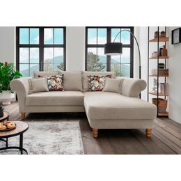Ecksofa Home Affaire "Tassilo Mega Polsterecke mit Kaltschaum im Sitz, bequem, L-Form", gr&uuml;n (hellgr&uuml;n), B:262cm H:95cm T:198cm, 100% Polyester, Sofas, Ecksofa, hoher Sitzkomfort, Breite 262cm, Komfortsitzh&ouml;he 48cm, zeitlos elegant