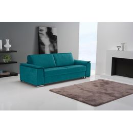 2,5-Sitzer Egoitaliano "Cecilia, modern & elegant, erstklassiger Sitzkomfort, Breite 234cm", blau (teal), B:234cm H:85cm T:102cm, Sofas, mit verchromten Metallf&uuml;&szlig;en