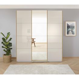 Schwebet&uuml;renschrank Rauch "Kleiderschrank Schrank Garderobe KOLUNA mit Glast&uuml;ren und Spiegel", eiche artisan, glas beige (champagner), B:203cm H:229cm T:62cm, Holzwerkstoff, Schr&auml;nke, Schwebet&uuml;renschrank, Breiten 203/271/315/360 cm H&ouml;hen 210/229 cm MADE IN GERMANY