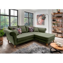 Ecksofa Home Affaire "Tassilo Mega Polsterecke mit Kaltschaum im Sitz, bequem, L-Form", gr&uuml;n, B:262cm H:95cm T:198cm, 100% Polyester, Sofas, Ecksofa, hoher Sitzkomfort, Breite 262cm, Komfortsitzh&ouml;he 48cm, zeitlos elegant