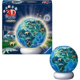 Puzzleball Ravensburger "Nachtlicht Erde mit Tiermotiven", bunt, Puzzles, KinderB:13cm H:15,9cm T:13cm, Kunststoff, Motiv, beleuchtet, B:13cm H:15,9cm T:13cm