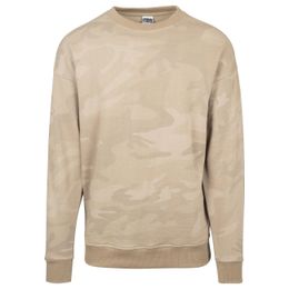 Rundhalspullover Urban Classics "Urban Classics Herren Camo Crewneck", Herren, Gr. S, sandcamo, 60% Baumwolle, 40% Polyester, oversize, Rundhals, Pullover Rundhalspullover