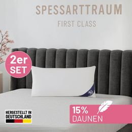 Federkissen Spessarttraum "FIRST CLASS, Kopfkissen 1-tlg. oder 2-tlg. 40x80 oder 80x80 cm", wei&szlig;, B:40cm L:80cm, Bezug: 100% Baumwolle. F&uuml;llung: 85% Federn, 15% Daunen, Kopfkissen, hergestellt in Deutschland, allergikerfreundlich, im Set g&uuml;nstiger