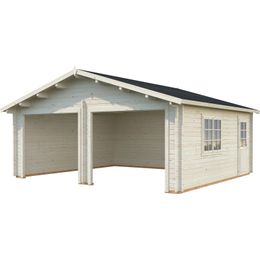 Garage Palmako "Roger", beige (naturbelassen), Massivholz, Garagen, BxTxH: 629x565x310 cm, ohne Tor, naturbelassen