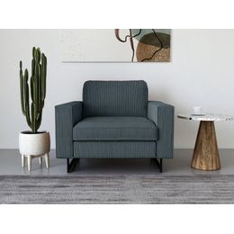 Loveseat Home Affaire "Pinto 105 cm, Cord, Chenille, Lederoptik", gr&uuml;n (azur), B:105cm H:85cm T:97cm, 92% Polyester, 8% Nylon, Sessel, mit Keder, Metallf&uuml;&szlig;en und auch in Cord Bezug erh&auml;ltlich