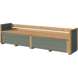 Sitztruhe Weka "optionale Erweiterung f&uuml;r Gartenhaus Killarney", graugr&uuml;n, eiche hell, B:50cm H:63cm T:235cm, Massivholz, Sitzb&auml;nke, verschiedene Farben und Gr&ouml;&szlig;en