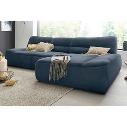 Ecksofa DOMO collection "Cesena moderne Polsterecke mit flachen Armlehnen, L-Form", blau (dunkelblau), B:288cm H:81cm T:175cm, Sofas, Ecksofa, fester Sitzkomfort, frei im Raum stellbar