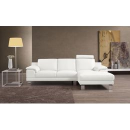 Ecksofa Egoitaliano "Shakira, Design & Sitzkomfort auf hohem Niveau, Breite 236cm, L-Form", wei&szlig;, B:236cm H:84cm T:152cm, Leder &raquo;BULL&laquo; (echtes Rindsleder). Geschliffenes, pigmentiertes und behandeltes Rindsleder mit einer Dicke von 1, 3-1, 5 mm. Dieses Leder zeigt eine ziemlich weiche Hand mit einem halb undurchsichtigen Aussehen. Es handelt sich um ein gesch&uuml;tztes Leder. Eine leichte Deckschicht 