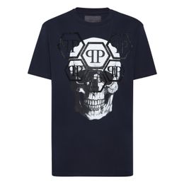 T-Shirt Philipp Plein "Skull Mit Schmucksteinen", Jungen, Gr. XXL, 14, dunkelblau, Obermaterial: 100% Baumwolle, 100% Glasfaser, Shirts T-Shirt