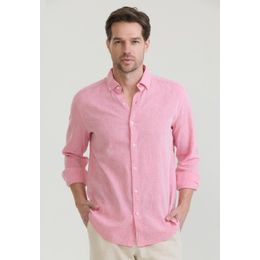 Langarmhemd FELIX HARDY "Basic Hemd", Herren, Gr. L, Normalgr&ouml;&szlig;en, pink, 65% Baumwolle, 35% Leinen, Hemden