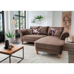 Ecksofa Home Affaire "Tassilo Mega Polsterecke mit Kaltschaum im Sitz, bequem, L-Form", braun (hellbraun), B:262cm H:95cm T:198cm, 100% Polyester, Sofas, Ecksofa, hoher Sitzkomfort, Breite 262cm, Komfortsitzh&ouml;he 48cm, zeitlos elegant