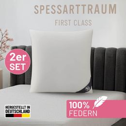 Federkissen Spessarttraum "FIRST CLASS, Kopfkissen 1-tlg. oder 2-tlg. 40x80 oder 80x80 cm", wei&szlig;, B:80cm L:80cm, Bezug: 100% Baumwolle. F&uuml;llung: 100% Federn, Kopfkissen, hergestellt in Deutschland, allergikerfreundlich, im Set g&uuml;nstiger