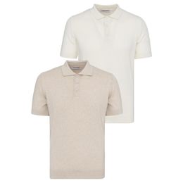 Poloshirt FELIX HARDY "Polo Shirt Kurzarm 2er-Pack", Herren, Gr. L, beige, ecru, 100% Baumwolle, Shirts