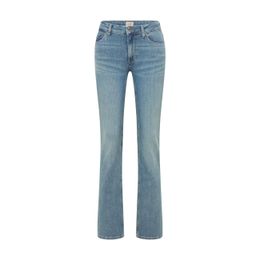 Bootcut-Jeans Mustang "Damen Style Shelby Slim Boot", Damen, Gr. 24, L&auml;nge 32, 301 mittelblau, 99% Baumwolle, 1% Elasthan, gestreift, bootcut fit, Jeans