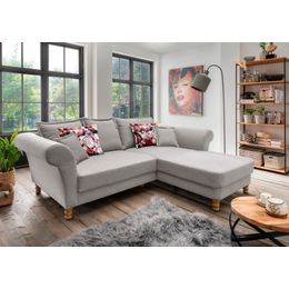 Ecksofa Home Affaire "Tassilo Mega Polsterecke mit Kaltschaum im Sitz, bequem, L-Form", grau, B:262cm H:95cm T:198cm, 100% Polyester, Sofas, Ecksofa, hoher Sitzkomfort, Breite 262cm, Komfortsitzh&ouml;he 48cm, zeitlos elegant